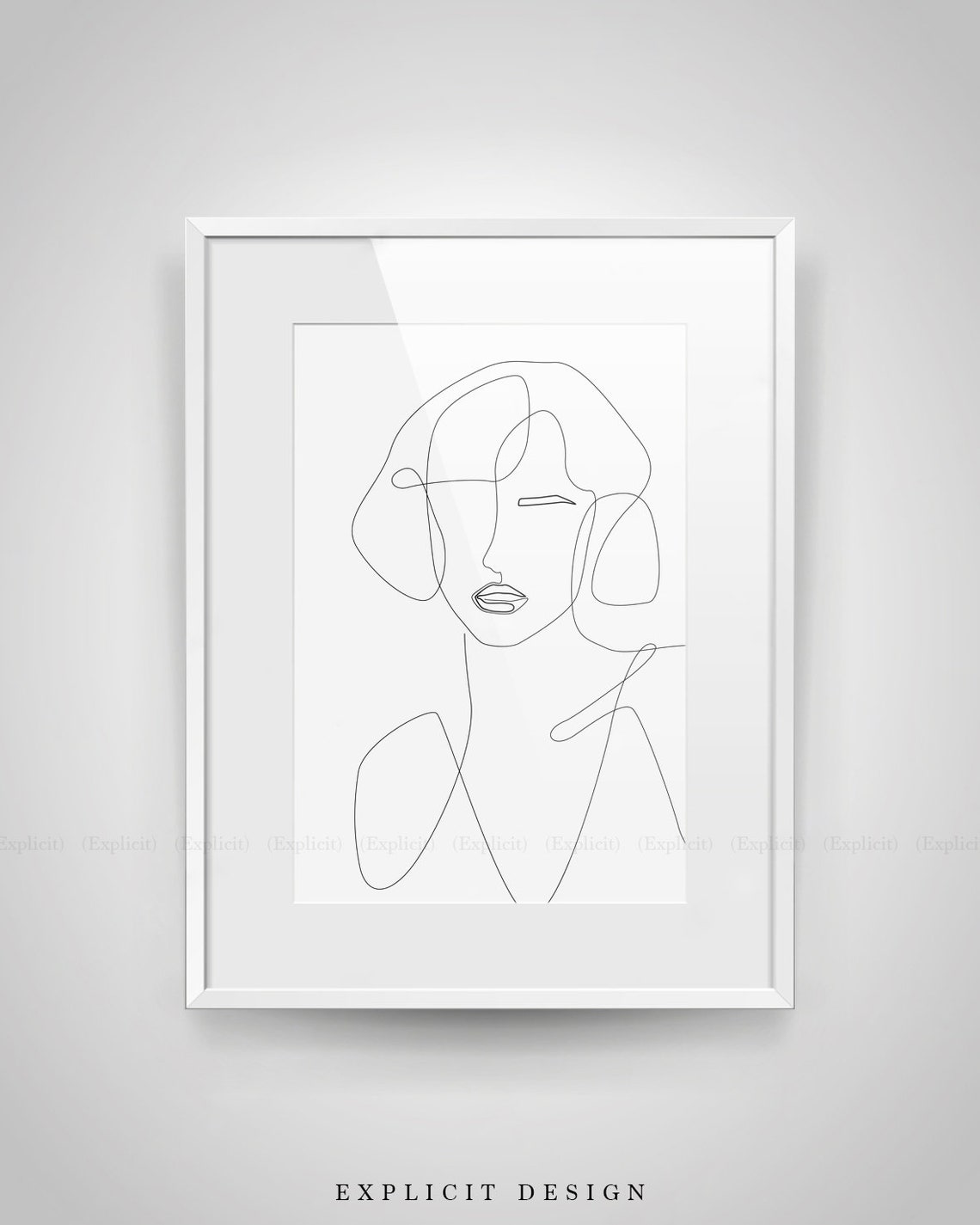 Face Outline Printable One Line Drawing Print Feminist | Etsy