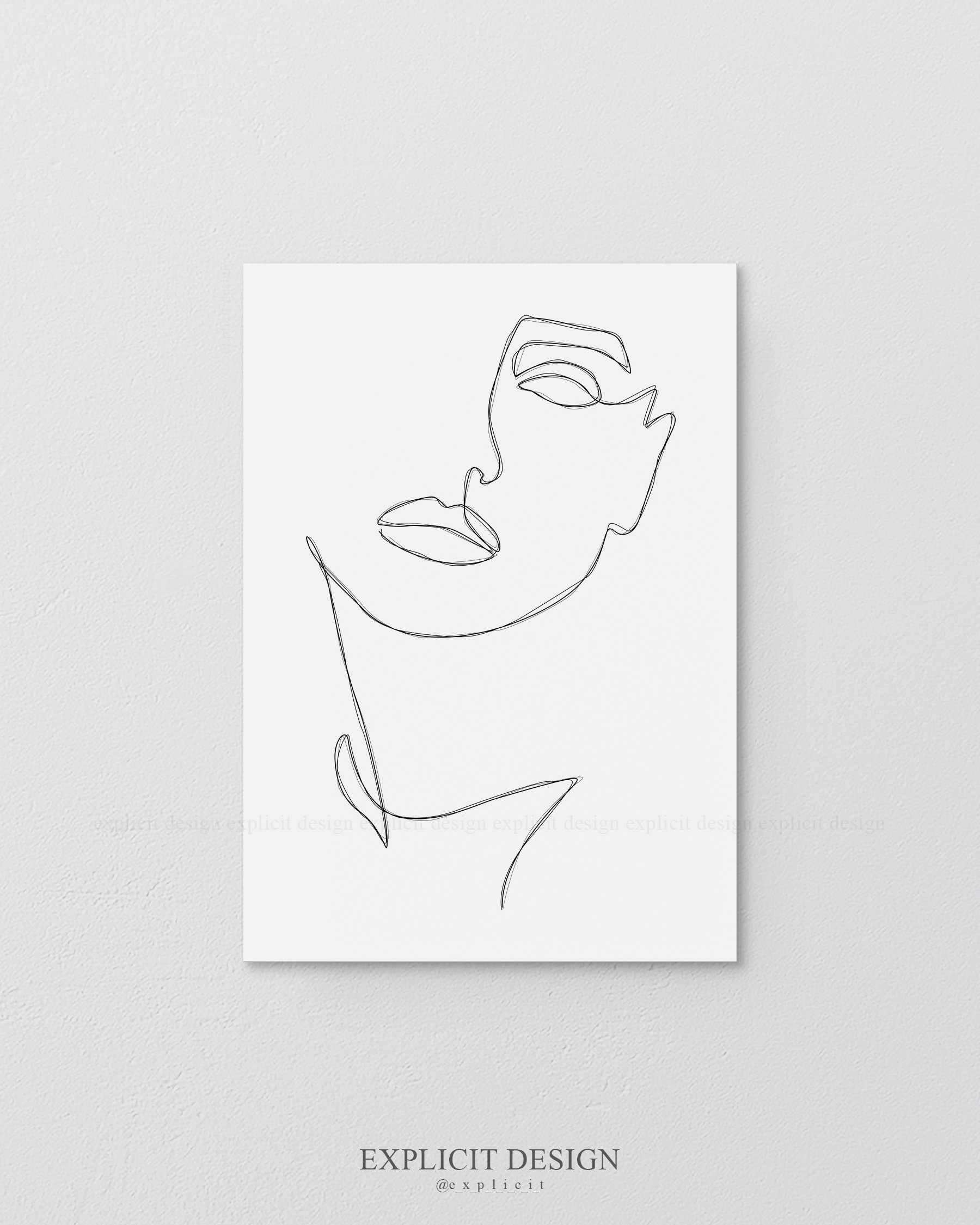 Printable Abstract Face Set of 3 One Continuous Line Print - Etsy