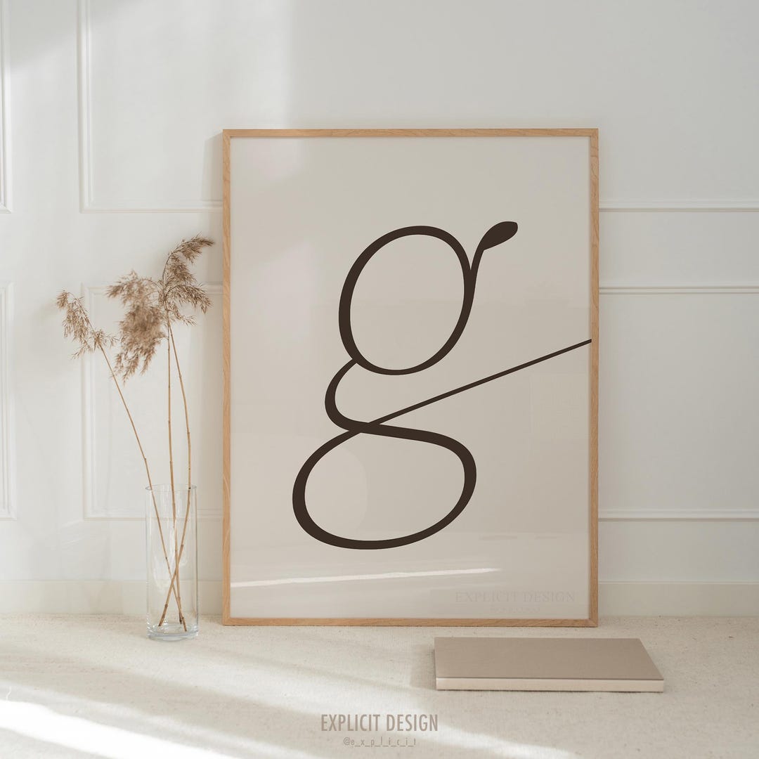 Neutral Letter G Printable Art | Fluid Calligraphy Initials Poster ...