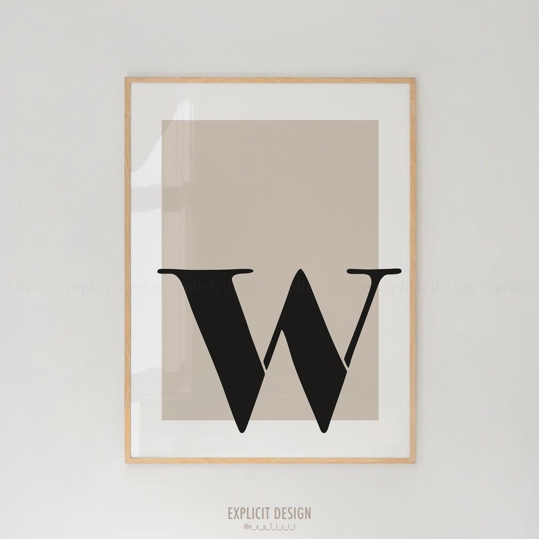 Printable Bold Letter W Print | Creamy Neutral Initials Poster ...