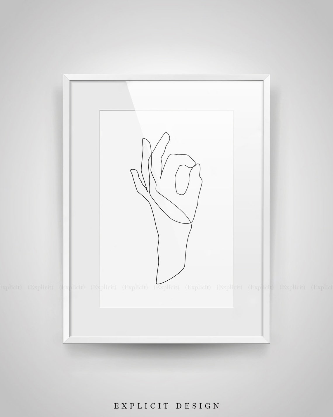 Printable OK Hand Gesture Line Drawing Black and White Hands | Etsy