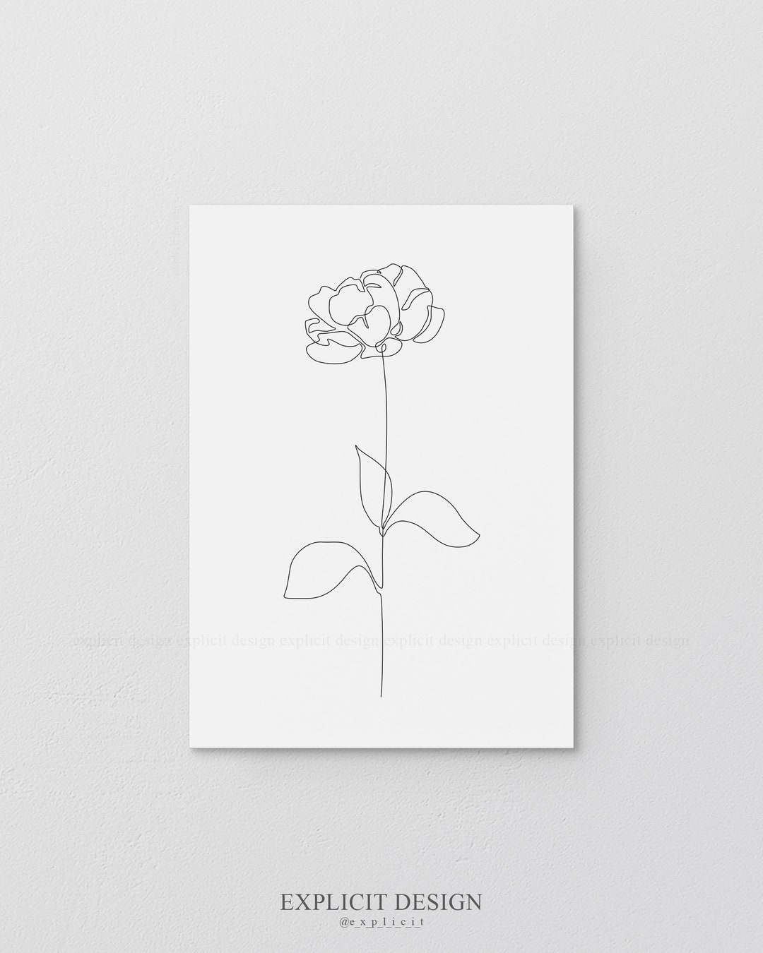 Printable Minimalist One Line Peony Flower Drawing Abstract - Etsy