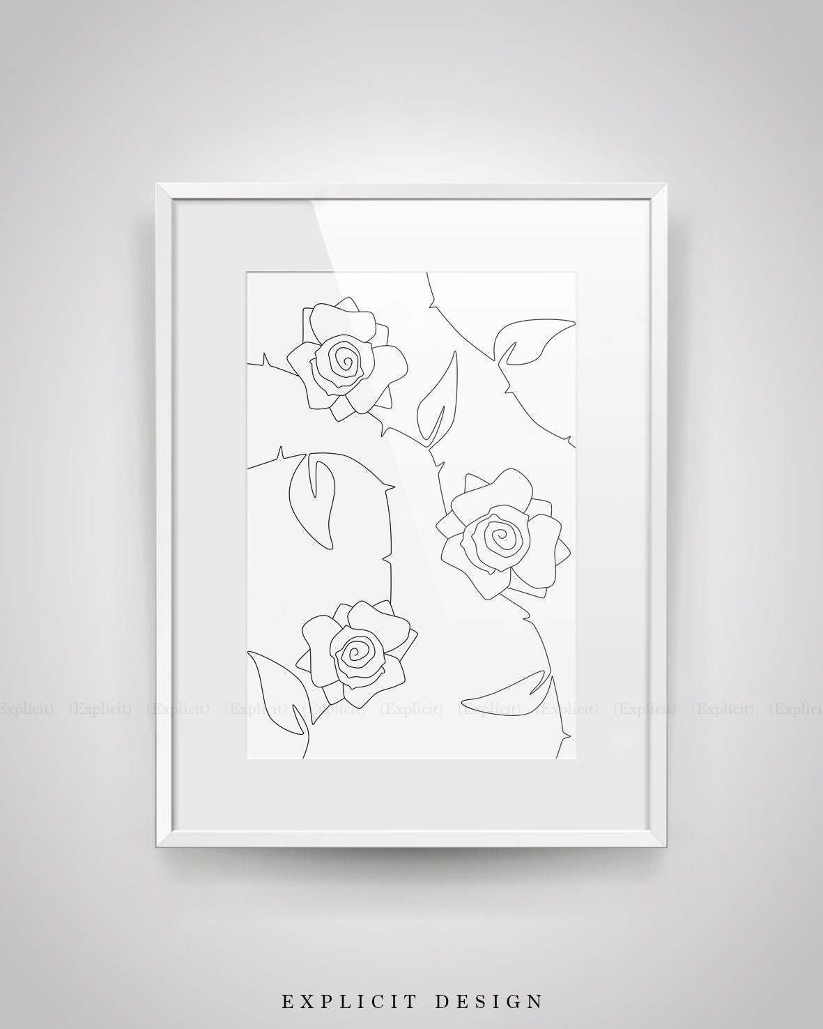 Abstract Rose Bush Printable White Minimalist Art Thin | Etsy