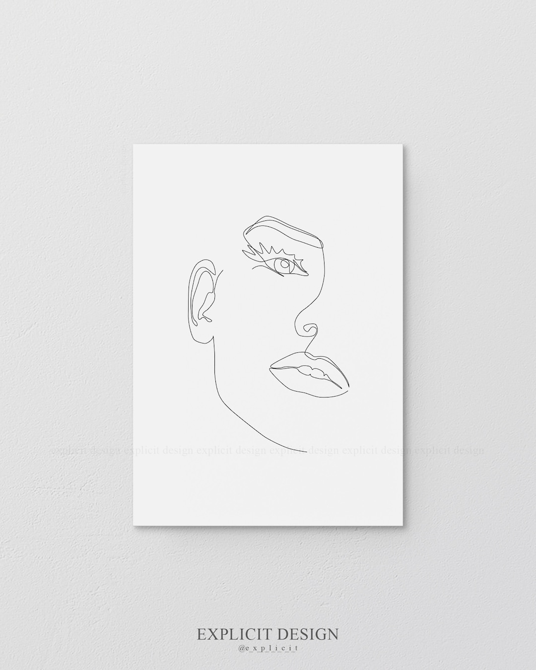 Female Face Printable Art, One Line Girl Print, Black and White Sketch ...