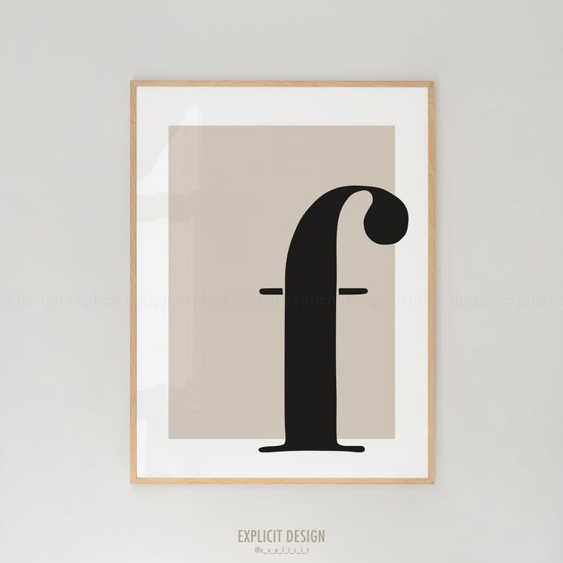 Letter F Print: Beige Initial Typography Poster (digital Download) - Etsy