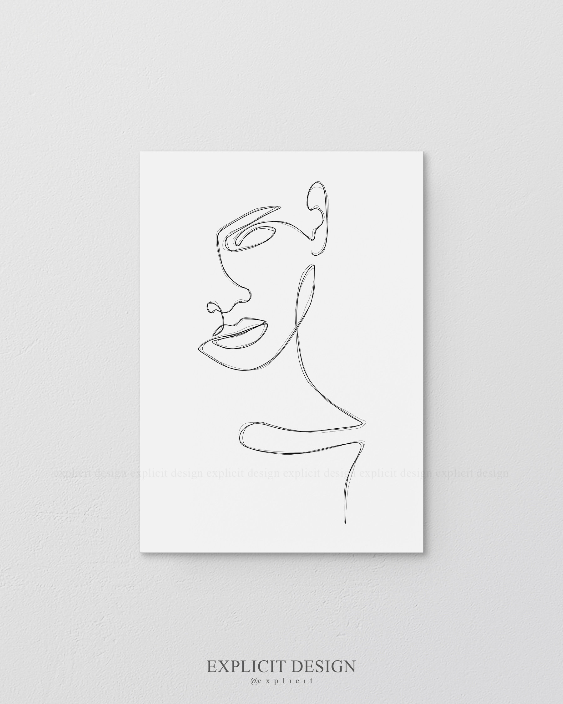 Printable Female Portrait Single Line Sketch Minimalist Woman | Etsy