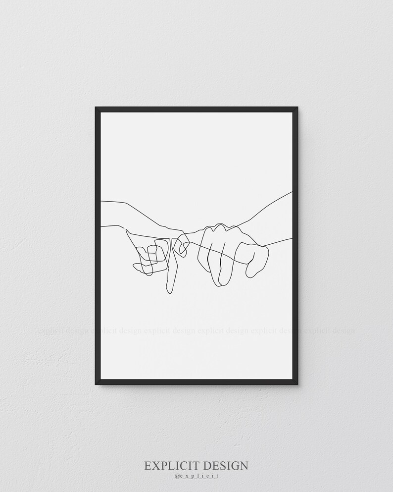 Vertical Pinky Swear Promise Drawing Printable Hand Line - Etsy