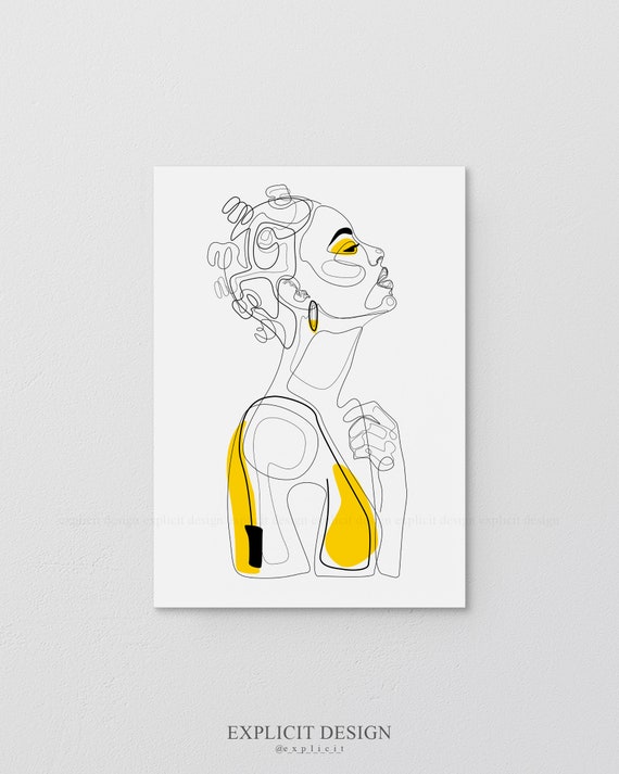 Abstract Portrait Line Illustration Minimal Face Drawing in | Etsy