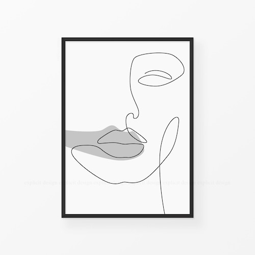 Abstract Female Face Print Printable One Line Drawing - Etsy