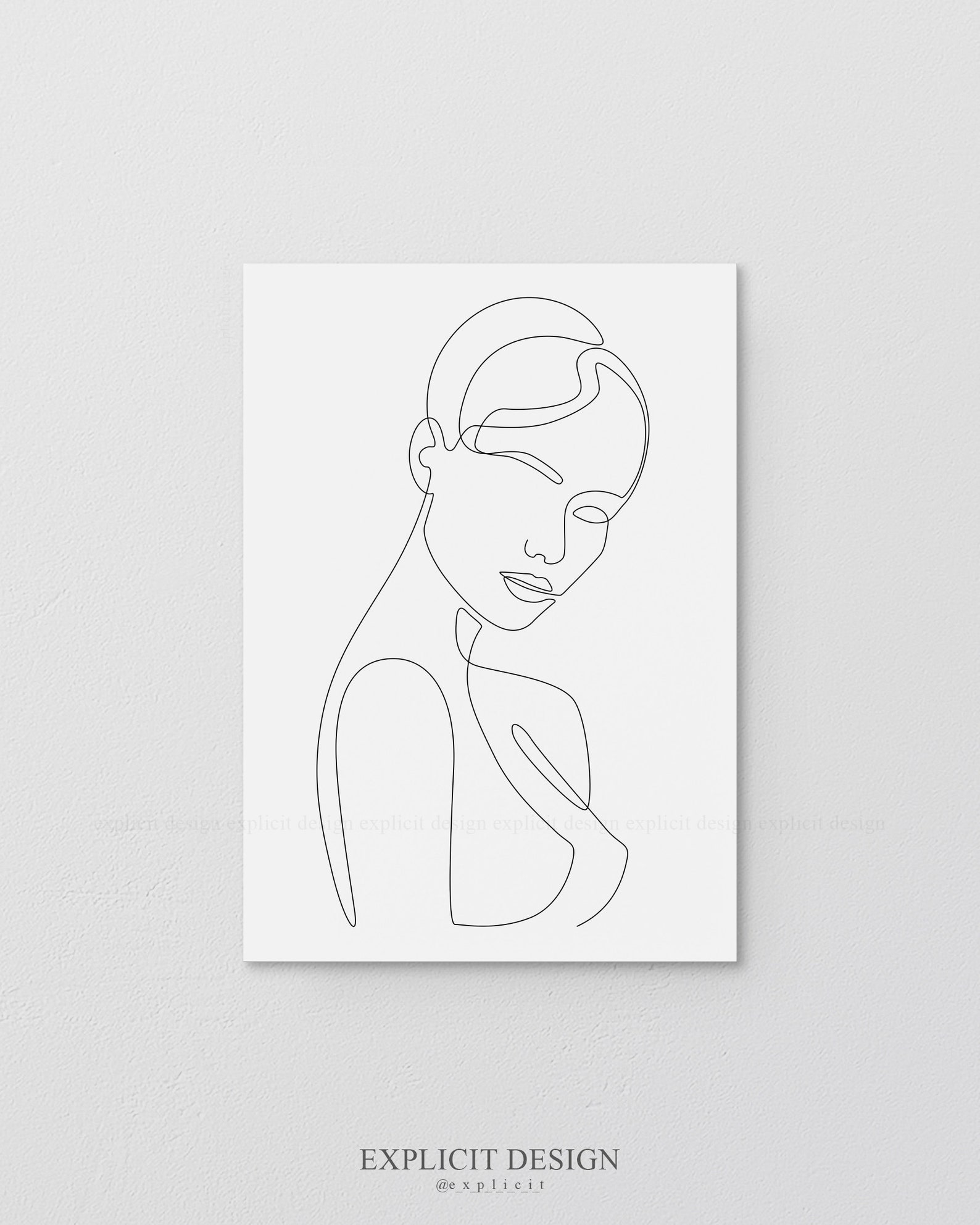 Printable Face Contour Drawing Art Woman in One Single Line - Etsy