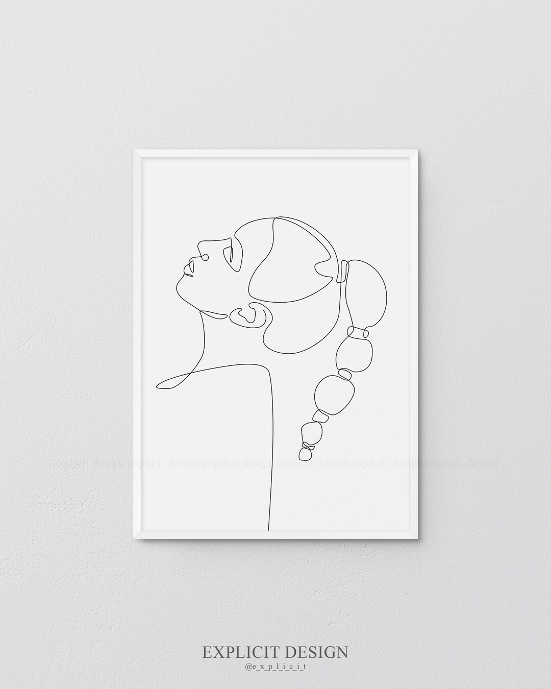 Printable Hair Style Contour Drawing, Fashion Lady in One Single ...