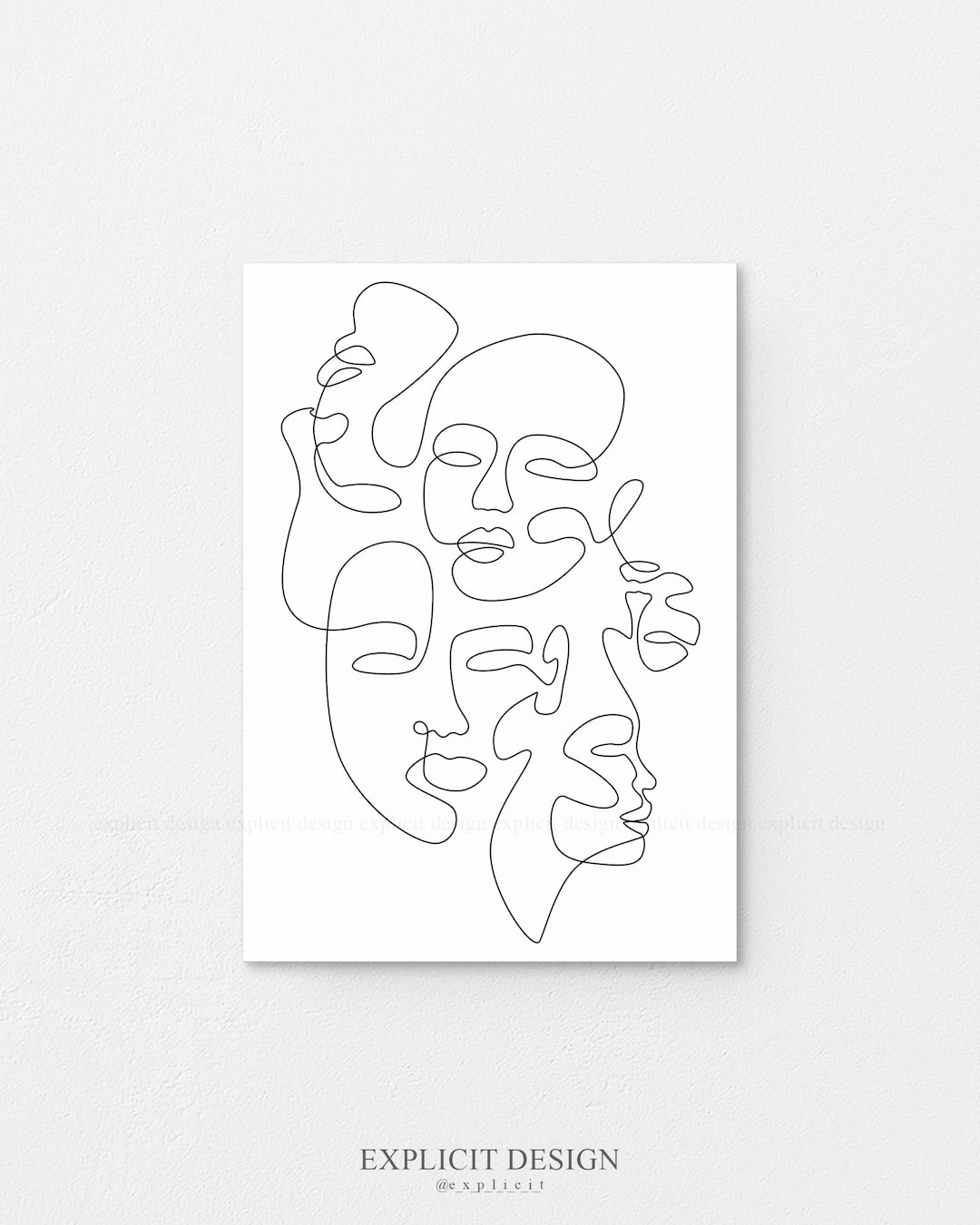 Printable Abstract Face Contours, Minimal One Line Drawing, Single Line ...