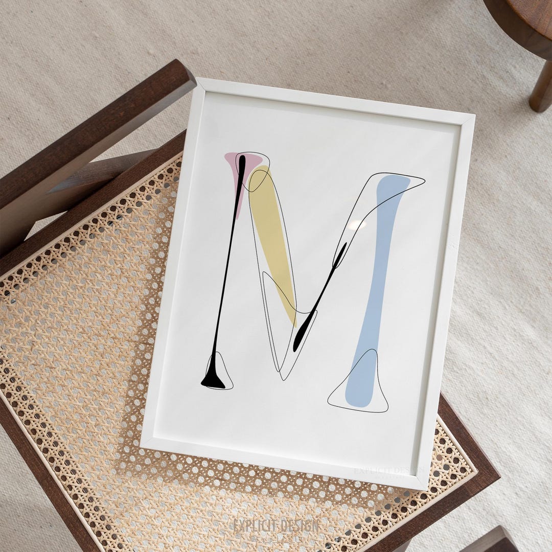 Artistic Capital Letter M Printable Art | Pastel Colour Lettering ...