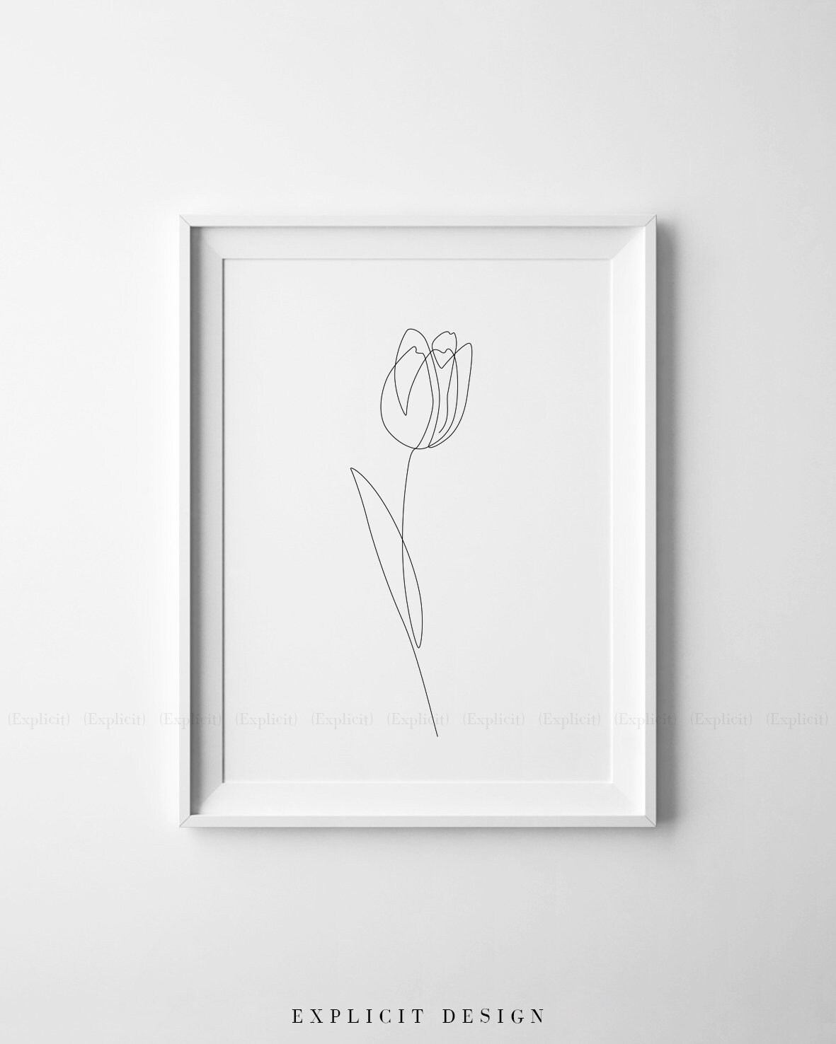One Line Tulip Drawing Printable Abstract Minimalist Art - Etsy