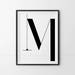 Large M Letter Printable Monochrome Poster Black and White - Etsy