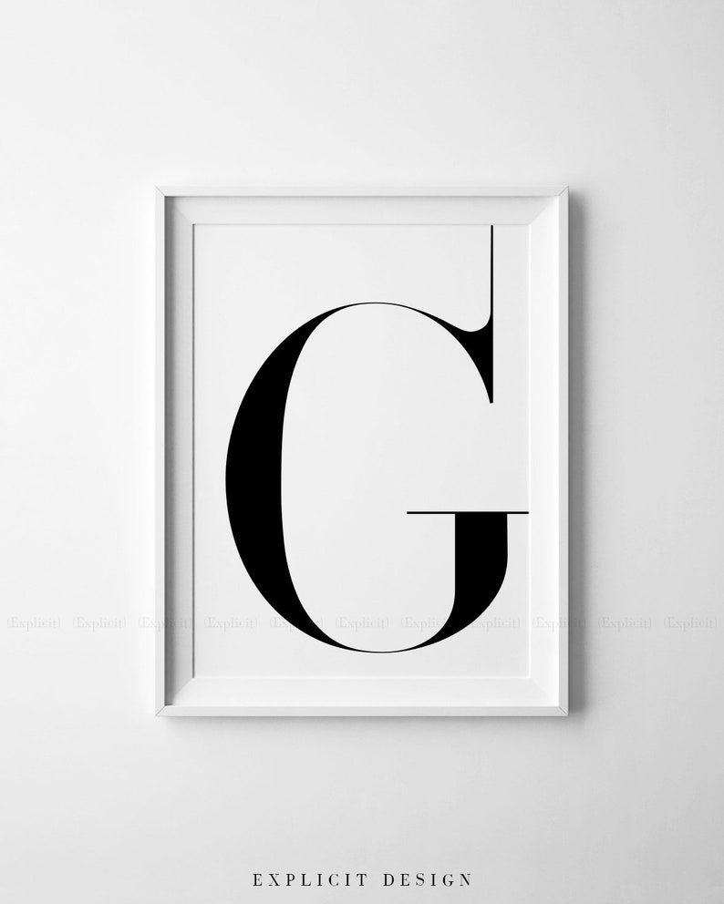 Capital G Letter Printable Complementing Poster Black White - Etsy