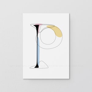 Printable Capital Letter P, Blue Pink Pastel Colour Poster, Baby Name ...