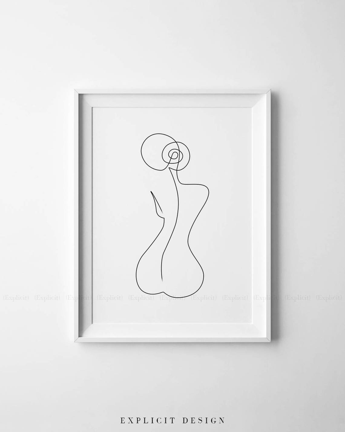 Printable One Line Drawing Set Of 4 Minimalist Nude Woman Etsy