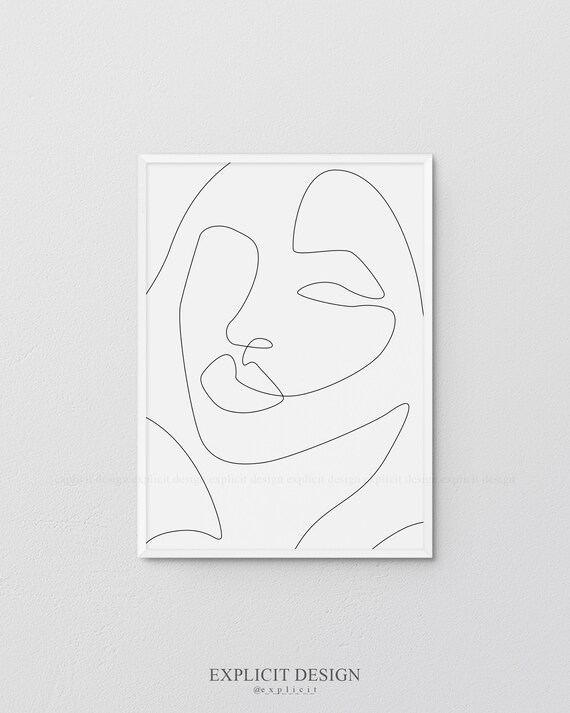 Contorno Del Dibujo De La Cara Moderno Minimalista Resumen Cara Línea