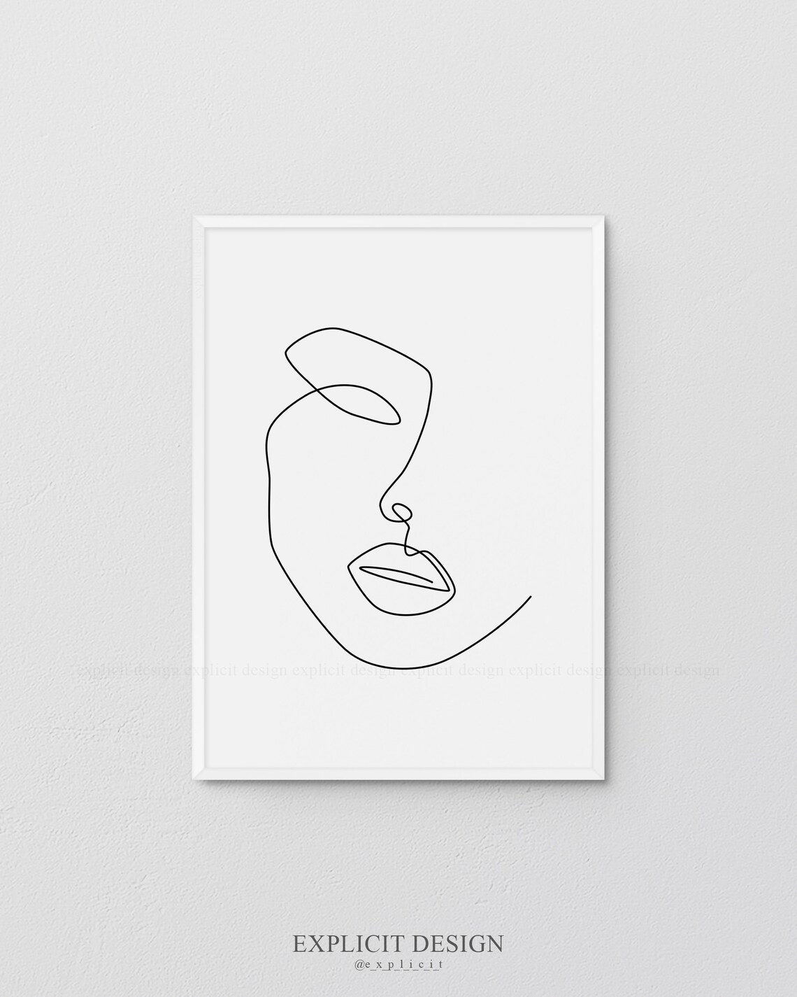 Abstract Face Printable One Line Print Black White Artwork | Etsy