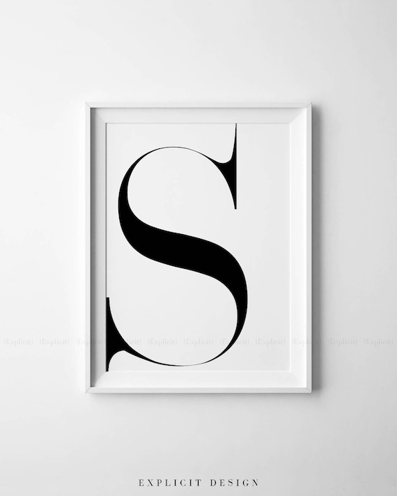 Large S Letter Printable Complementing Poster Black and | Etsy