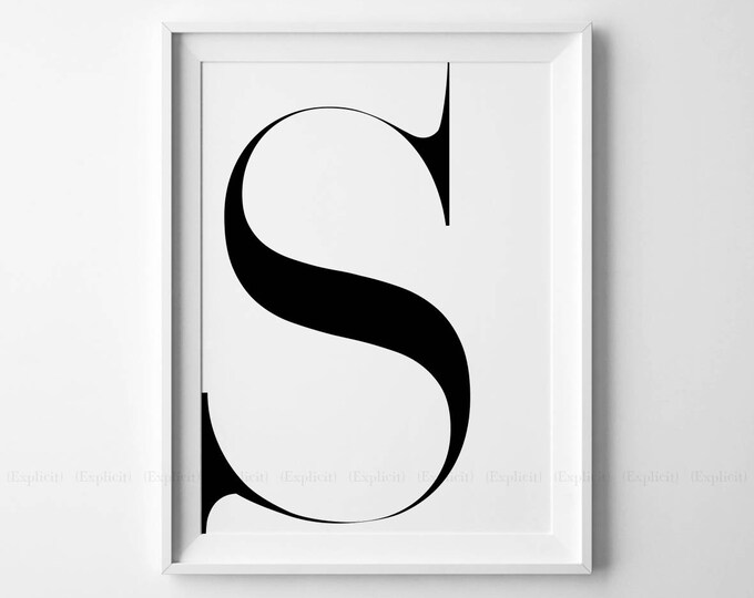 Large S Letter Printable Complementing Poster Black and - Etsy