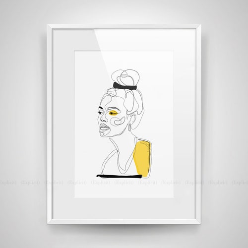 Abstract Line Illustration Minimal Face Drawing In Lines Etsy