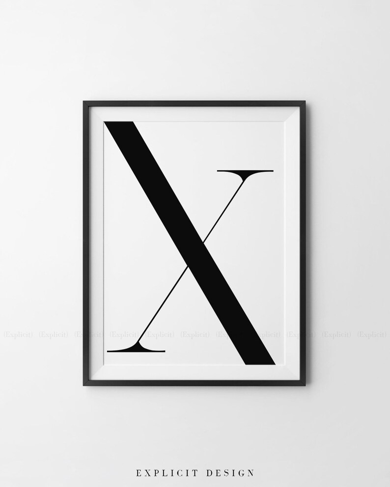 Printable Capital Letter X Bold Geometric Initial Poster | Etsy
