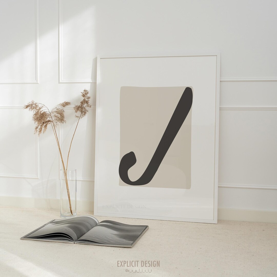 Letter J Print: Beige Initial Poster, Neutral Typography (digital ...