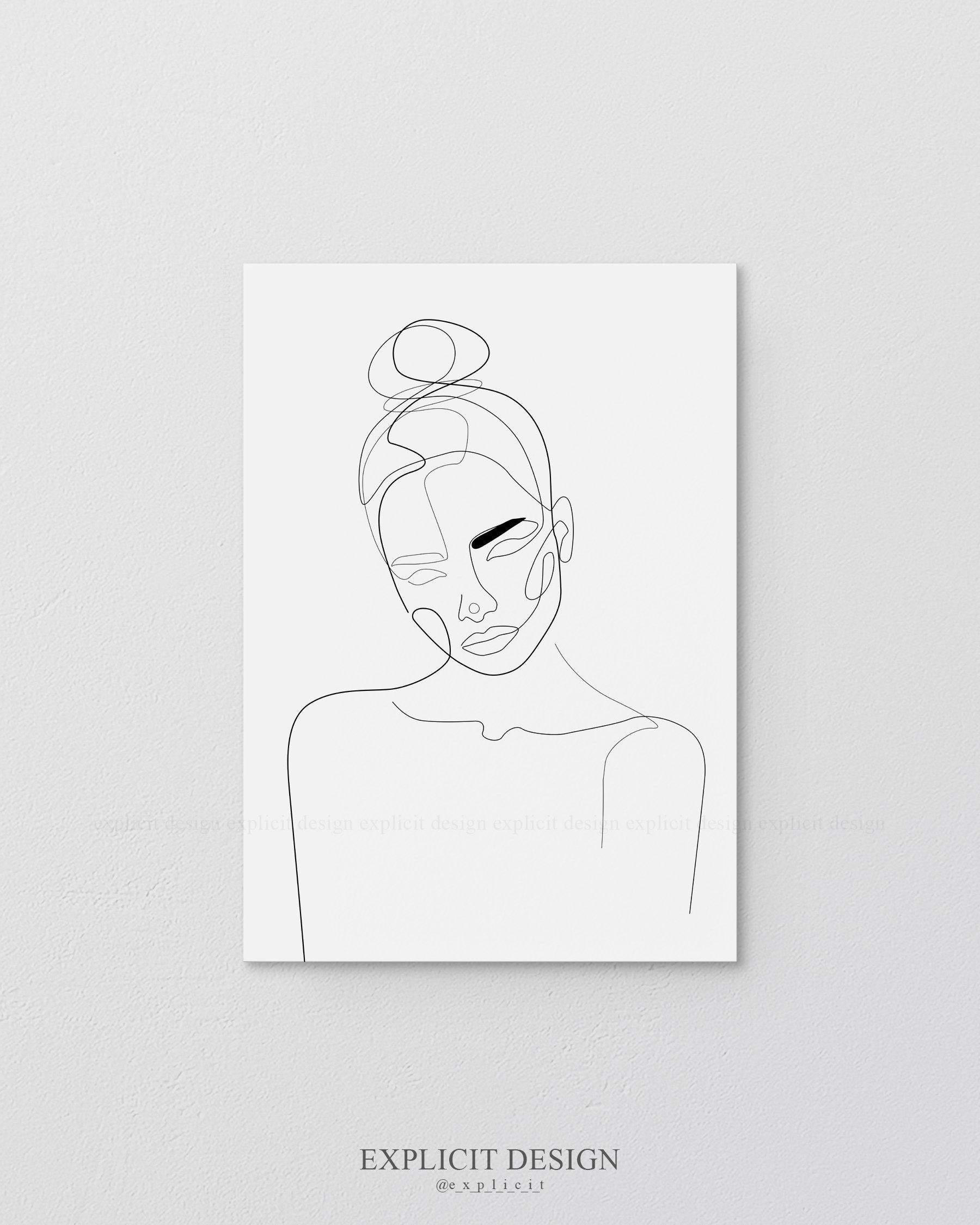 Printable Female Art In Fine Lines Thin One Line Print Black | Etsy