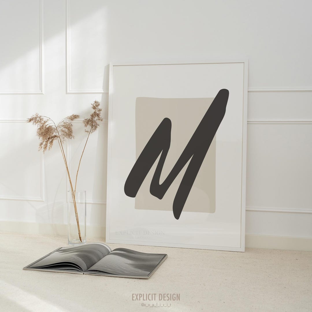 Large Single Letter M Printable Art | Artistic Natural Font Initials ...