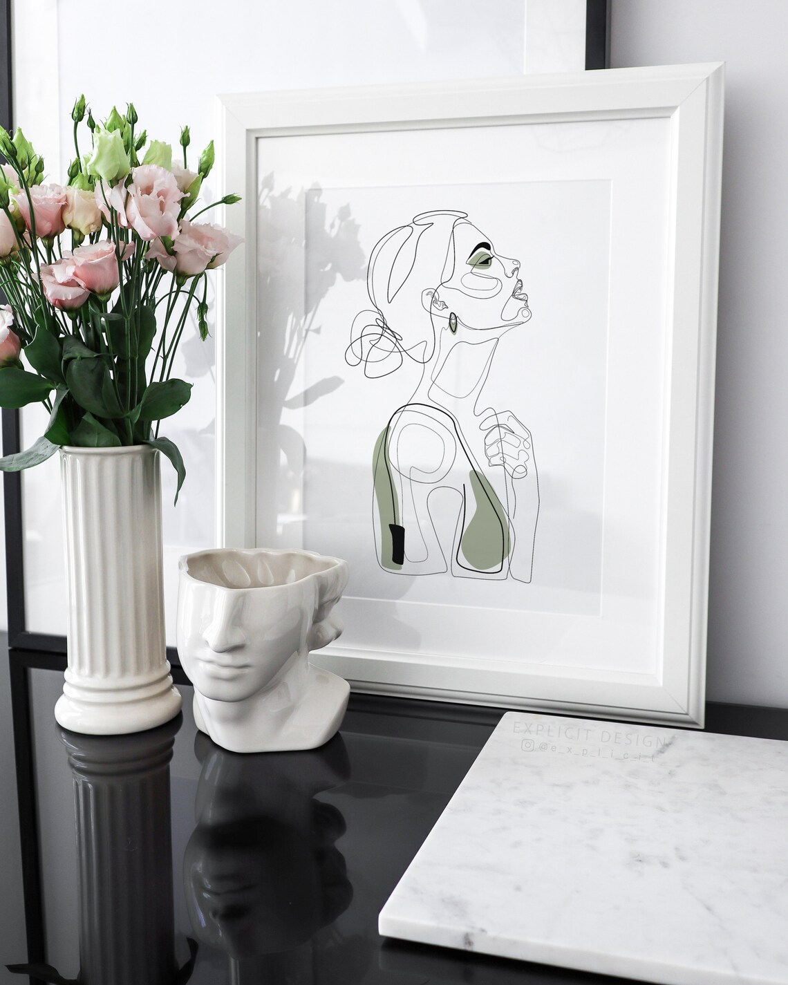 Abstract Portrait Line Illustration Minimal Face Drawing in - Etsy