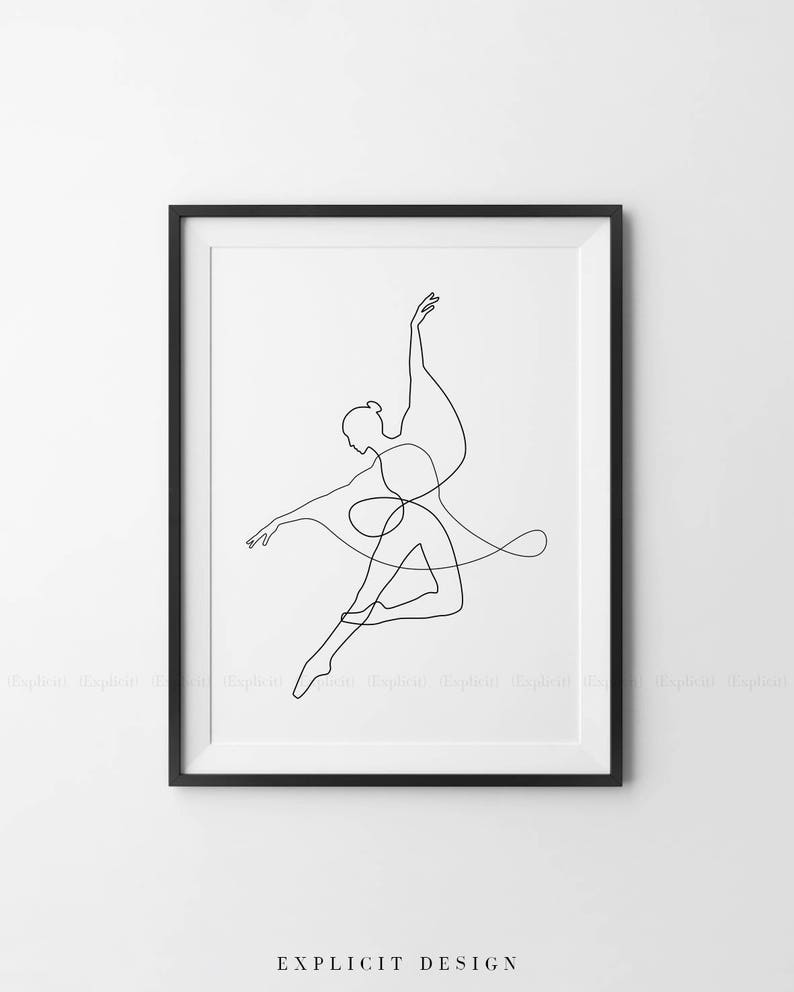 Printable Abstract Dancer One Line Ballerina Body Print | Etsy