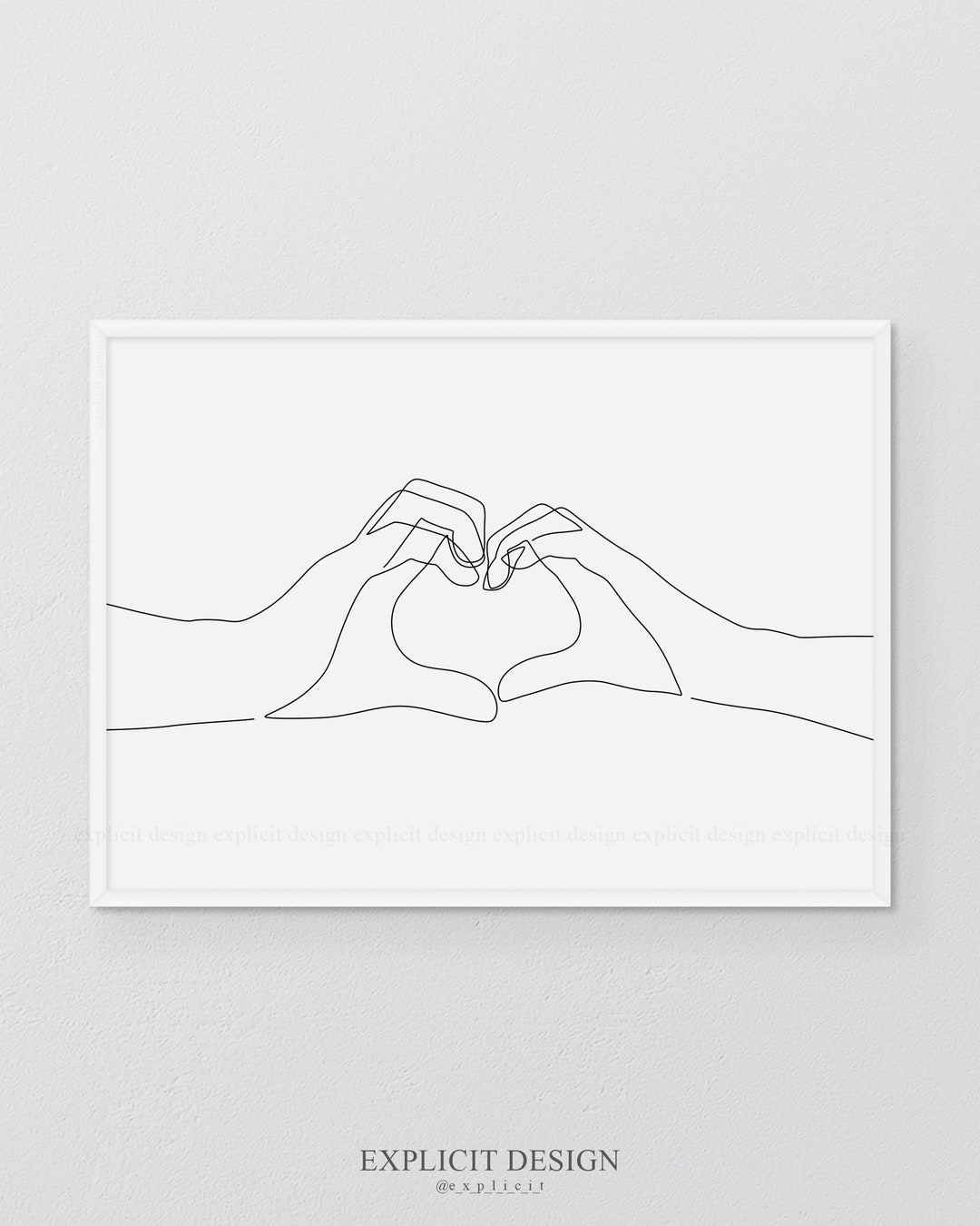 Hand Heart Printable, One Line Drawing Print, Love Hands Gesture ...