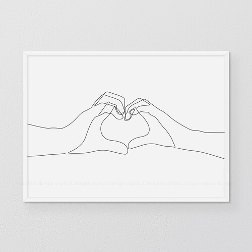 Hand Heart Printable One Line Drawing Print Love Hands - Etsy UK