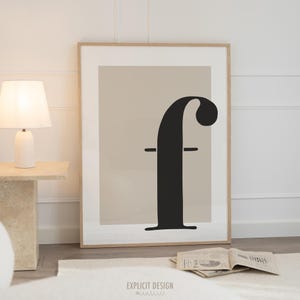 Letter F Print: Beige Initial Typography Poster (digital Download) - Etsy