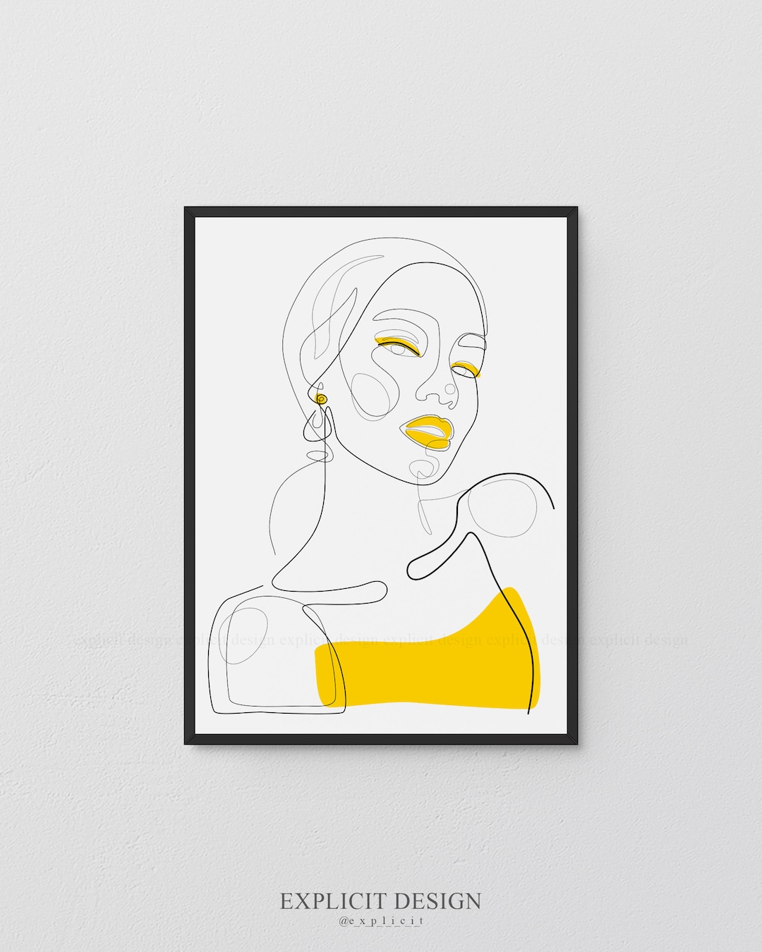 Printable Portrait Line Drawing Illustration, Fine Minimal Face in ...