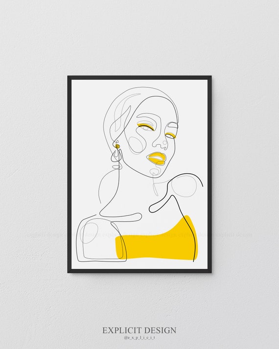 Printable Portrait Line Drawing Illustration Fine Minimal | Etsy