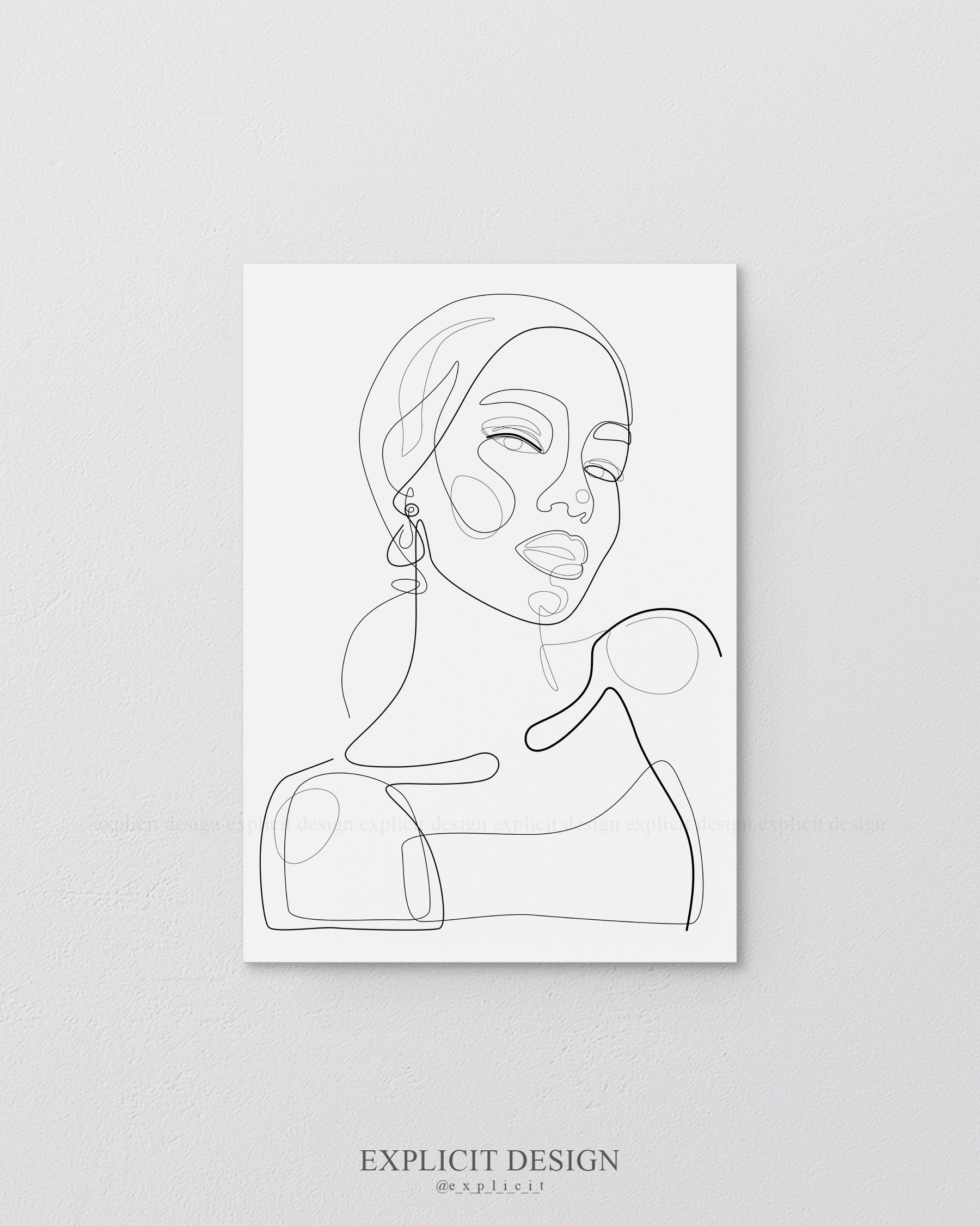 Printable Portrait Line Drawing Illustration Fine Minimal | Etsy