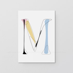 Capital Letter M Printable, Baby Pastel Colour Poster, Initial Print ...