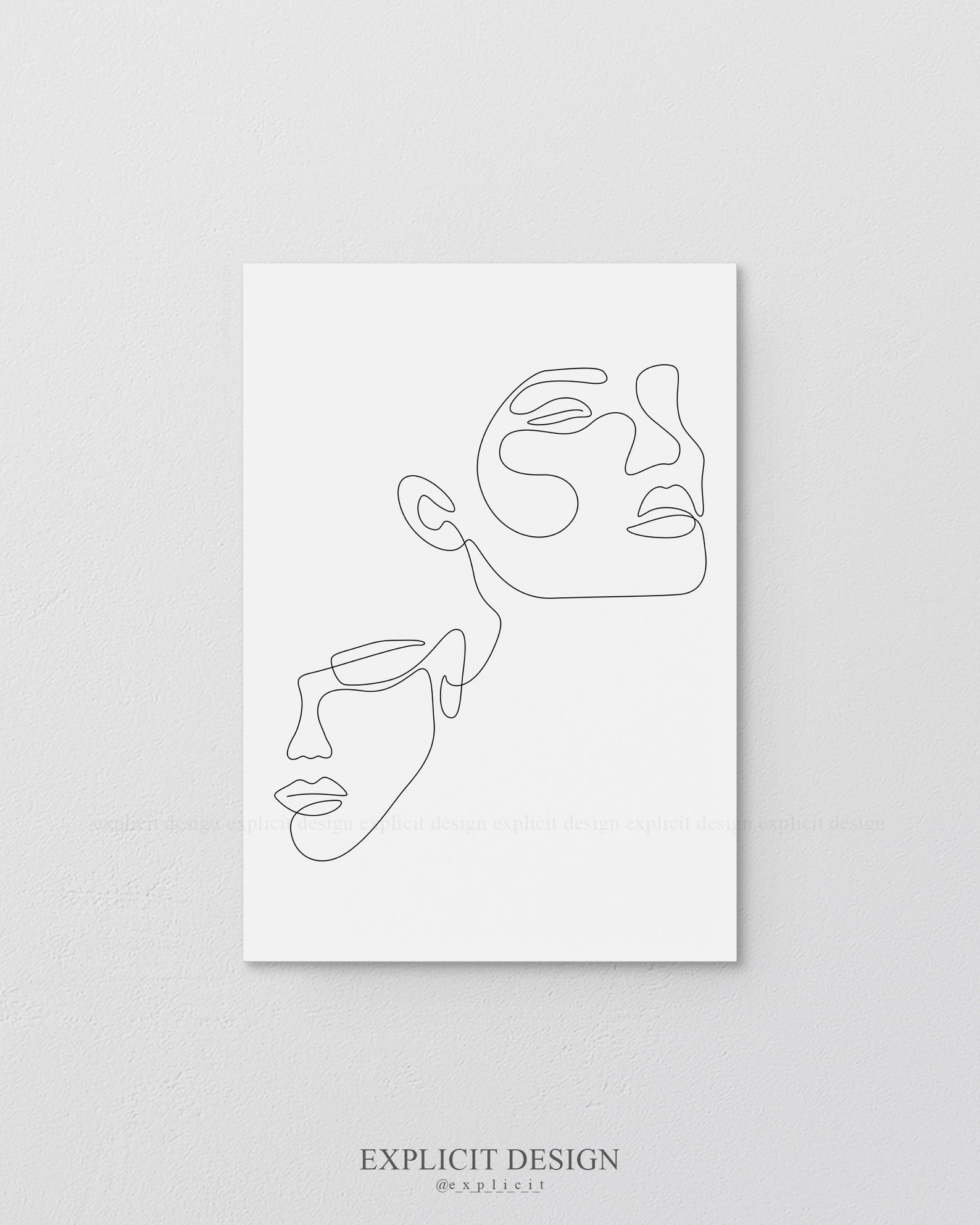 Printable Drawing of Two Faces Woman in One Line Fine - Etsy