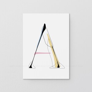 Printable Capital Letter A, Blue Pink Pastel Colour Poster, Baby Name ...