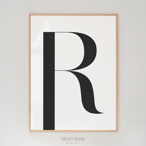 Large Font Letter R Printable Art | Black - White Typographic Print ...