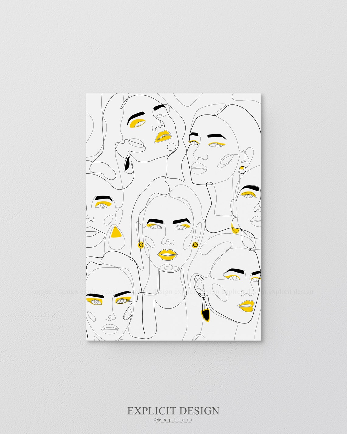 Printable Abstract Mustard Yellow Face Illustration Minimal | Etsy