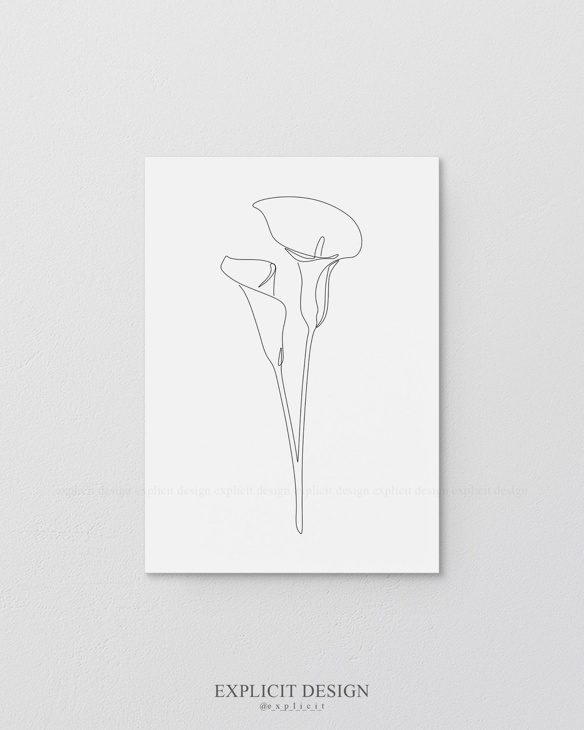 Abstract Printable One Line Lily Drawing Minimalist Flower - Etsy