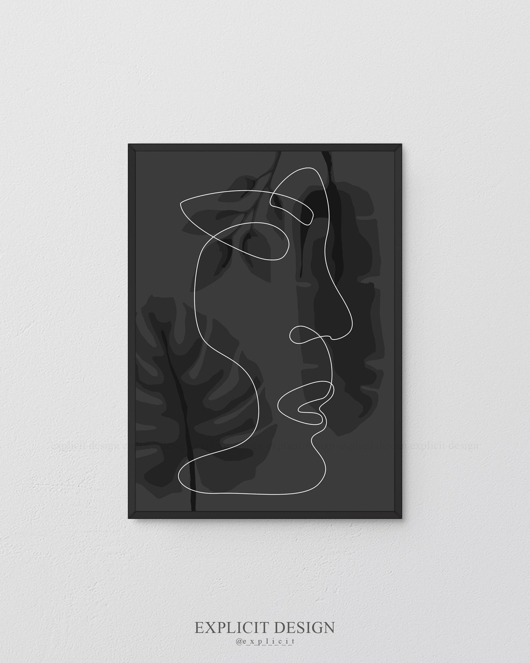 Printable Tropical Profile Art, Drawing in One Line, Minimalist Picasso ...