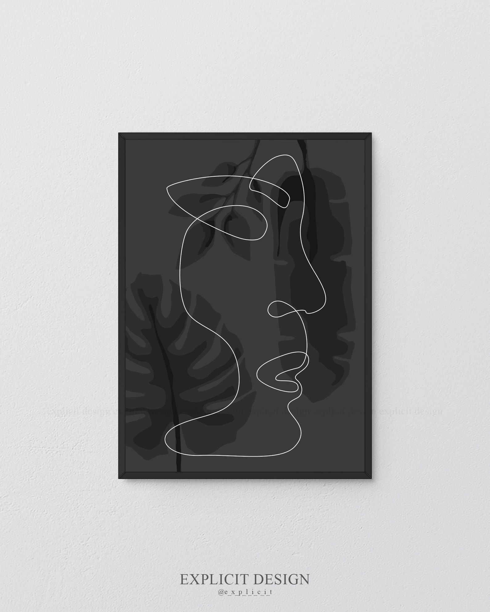 Printable Tropical Profile Art Drawing In One Line | Etsy