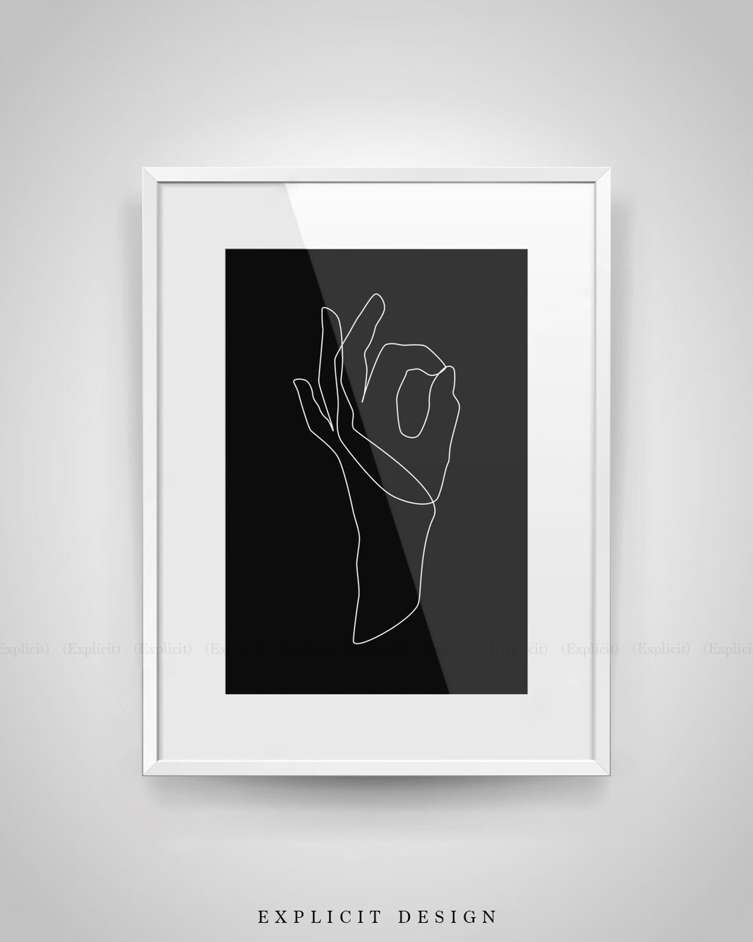 Printable OK Hand Gesture Line Drawing, Black and White Hands Artwork ...