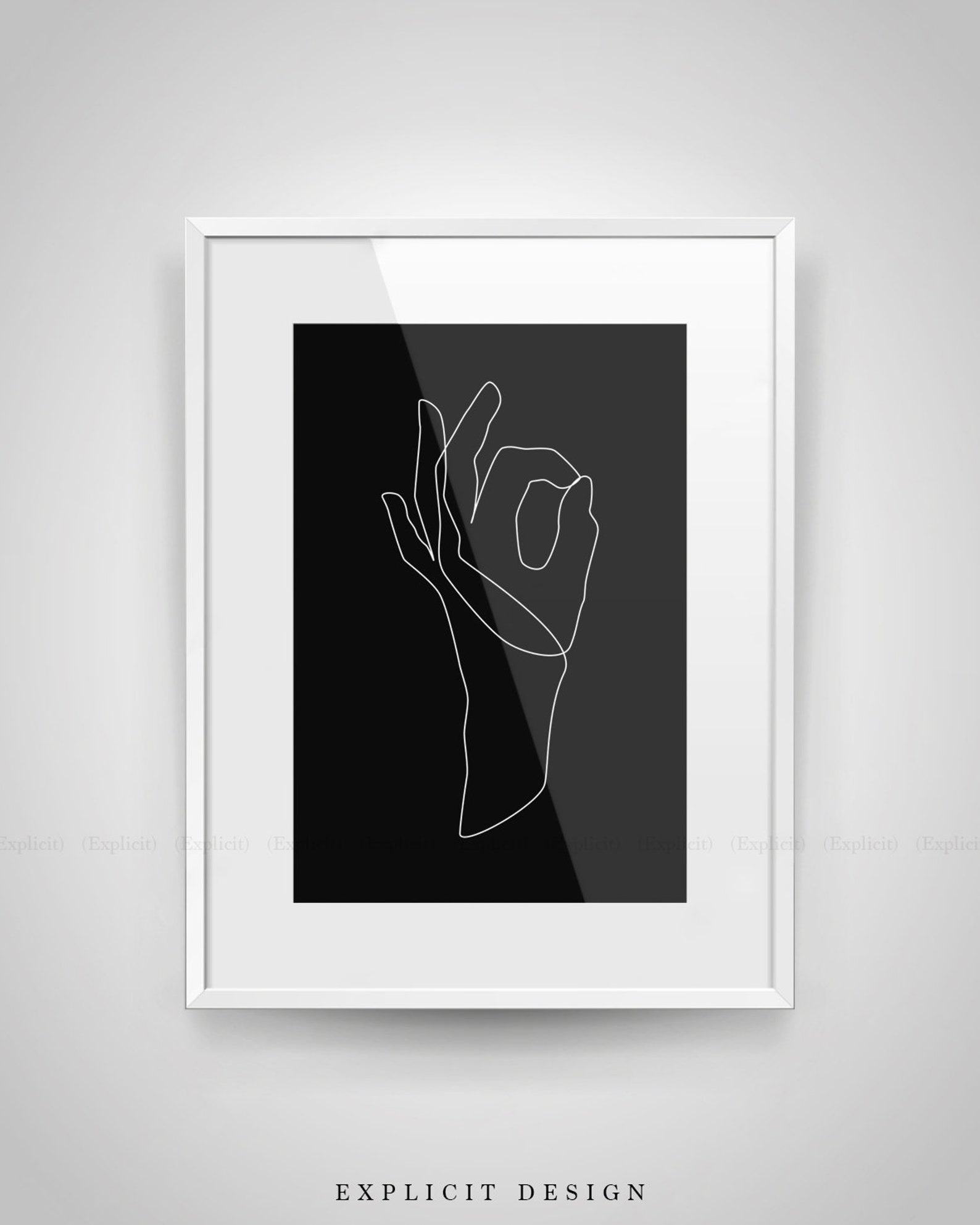 Printable OK Hand Gesture Line Drawing Black and White Hands | Etsy
