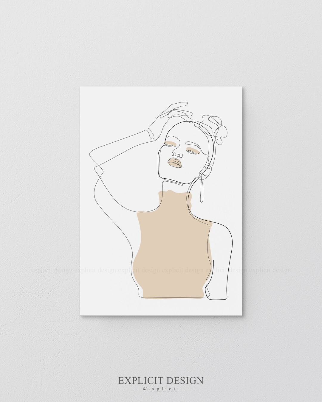 Feminine Beauty Portrait Printable Illustration, Female Face Fine Line ...